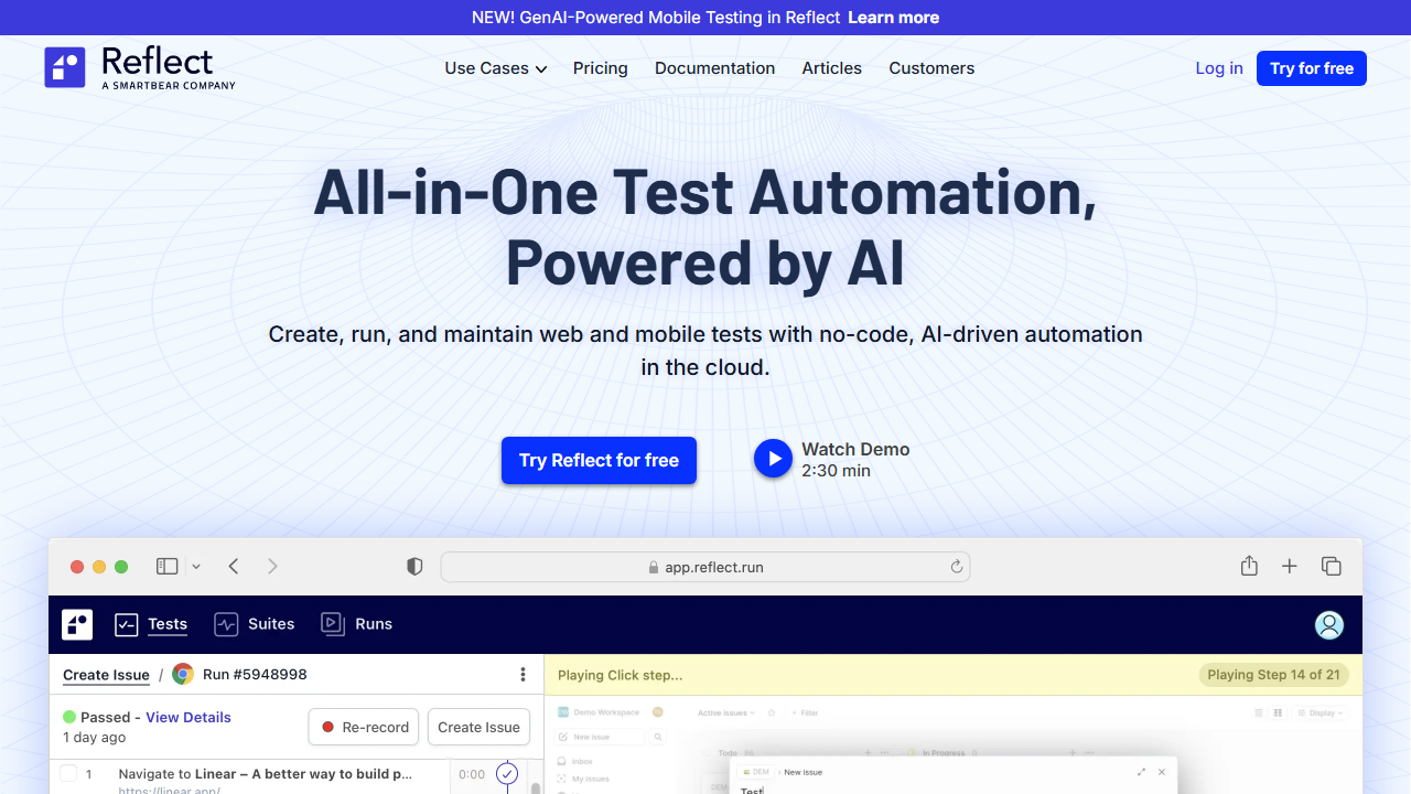 Reflect - Reviews, Features, Pricing | AI Testing Tools